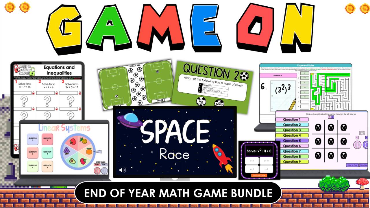 25 Math Games End of Year Bundle | Middle School Math and Algebra