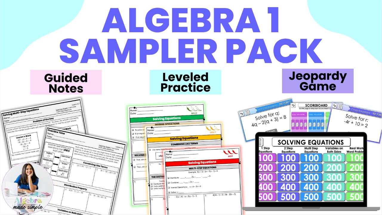 Algebra 1 Sampler of Differentiated Resources