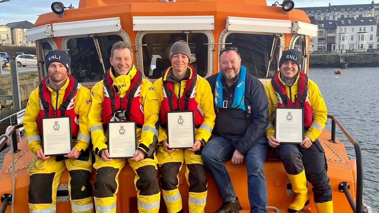 Portrush RNLI Volunteers receive commendations from the RNLI