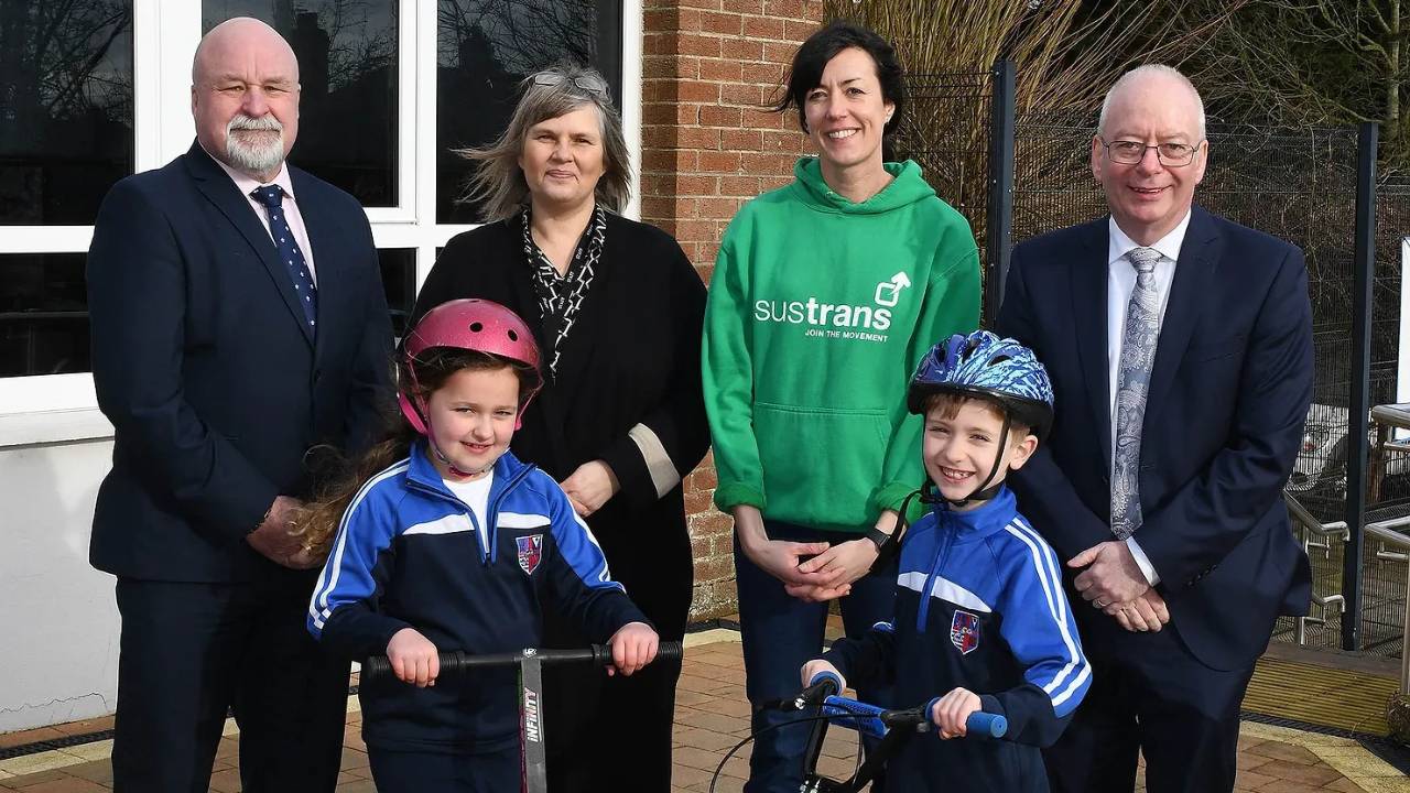 School pupils get ready to walk, cycle, wheel and scoot