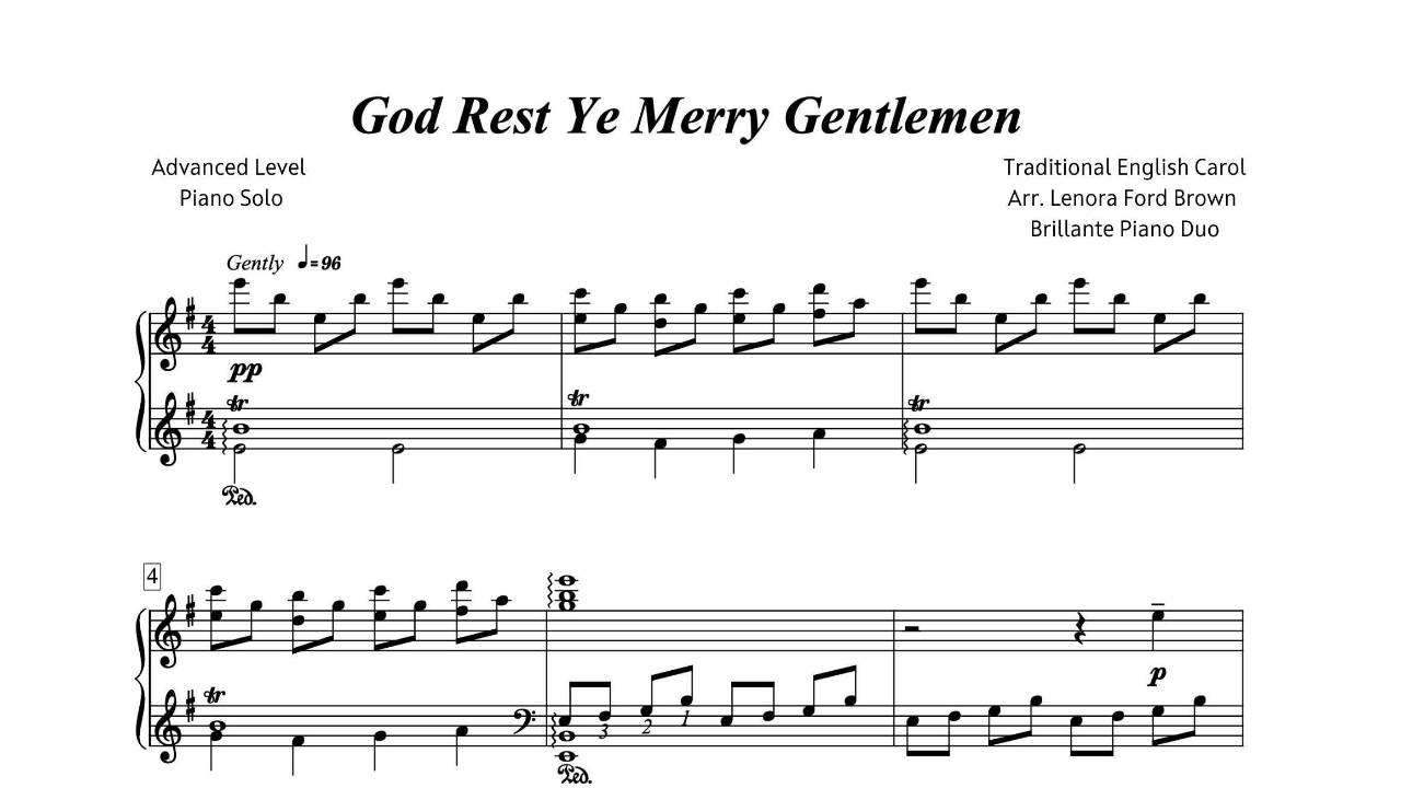 God Rest Ye Merry Gentlemen Piano Sheet Music