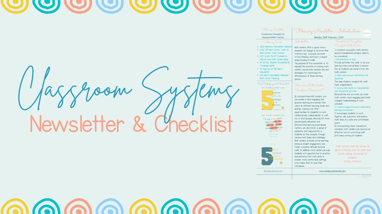 Monthly Chaos to Calm Classroom Systems Newsletter & Template