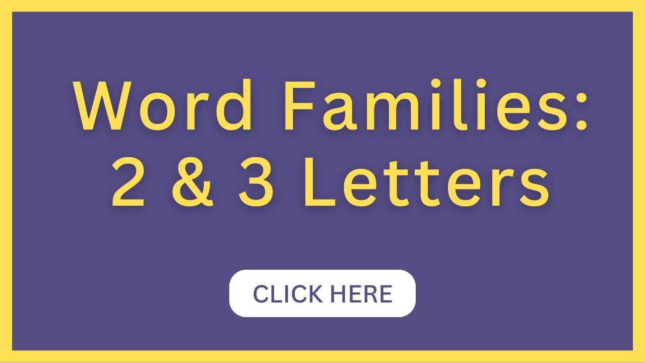 3 and 4 Letter Word Families Curriculum Map