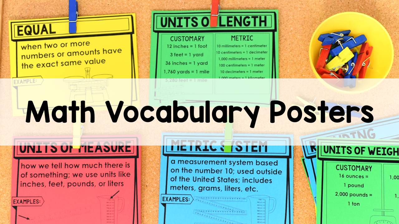 Free Math Vocabulary Posters for 4th and 5th Grade