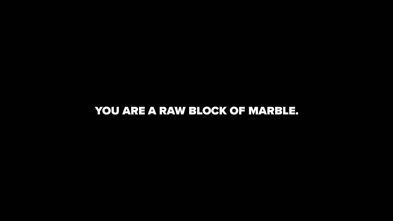 You are a raw block of marble.