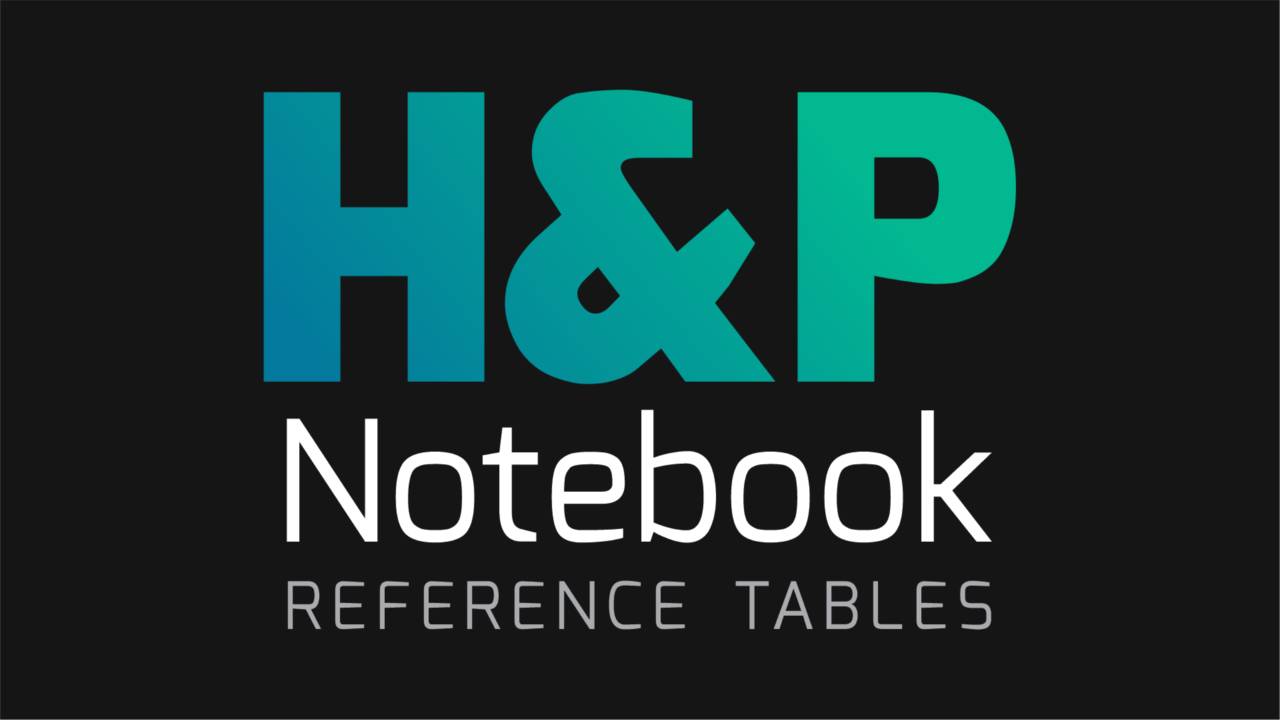 H&P Notebook REFERENCE TABLES