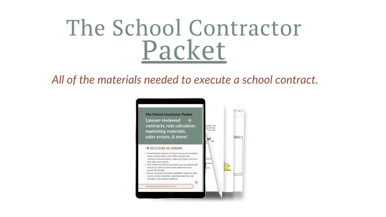 The Therapist Support Network | School Contractor Packet