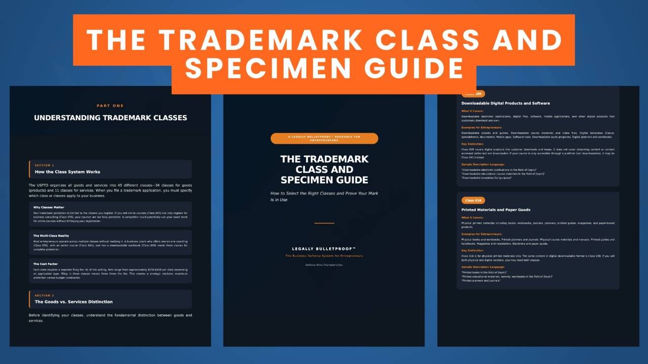 Legally Bulletproof™ Trademark Class and Specimen Guide