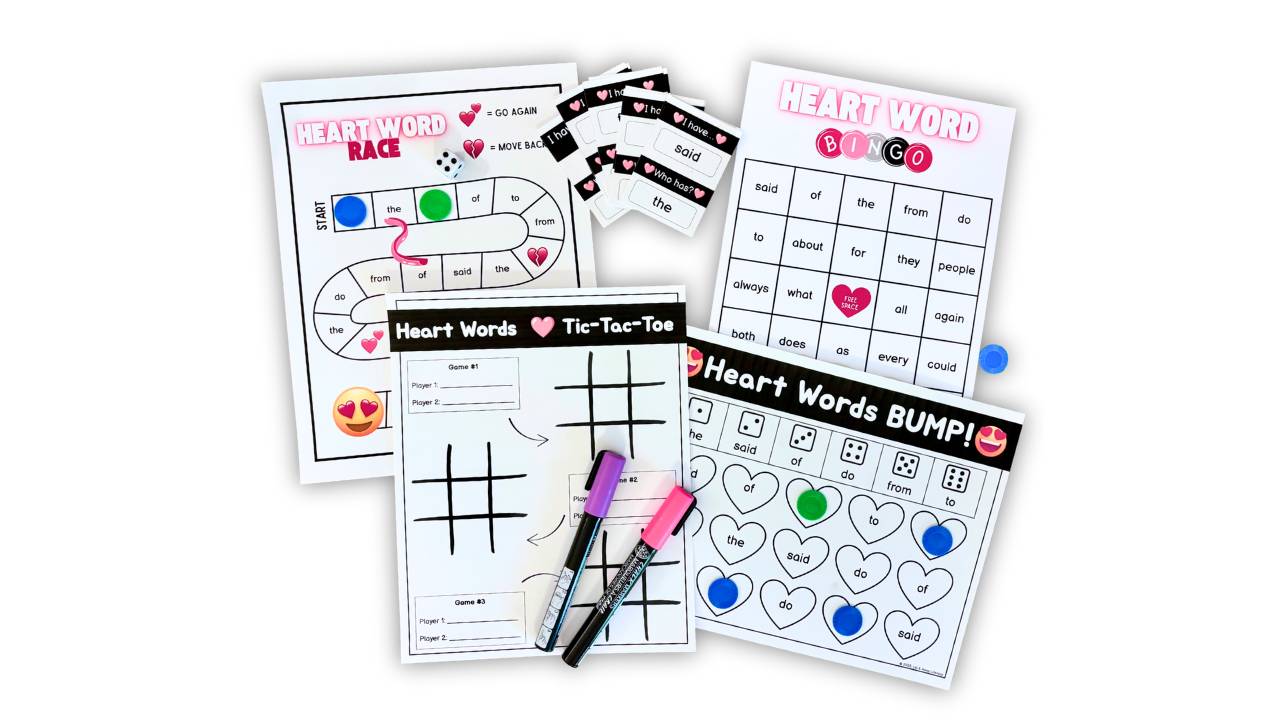 Editable Heart Words Games