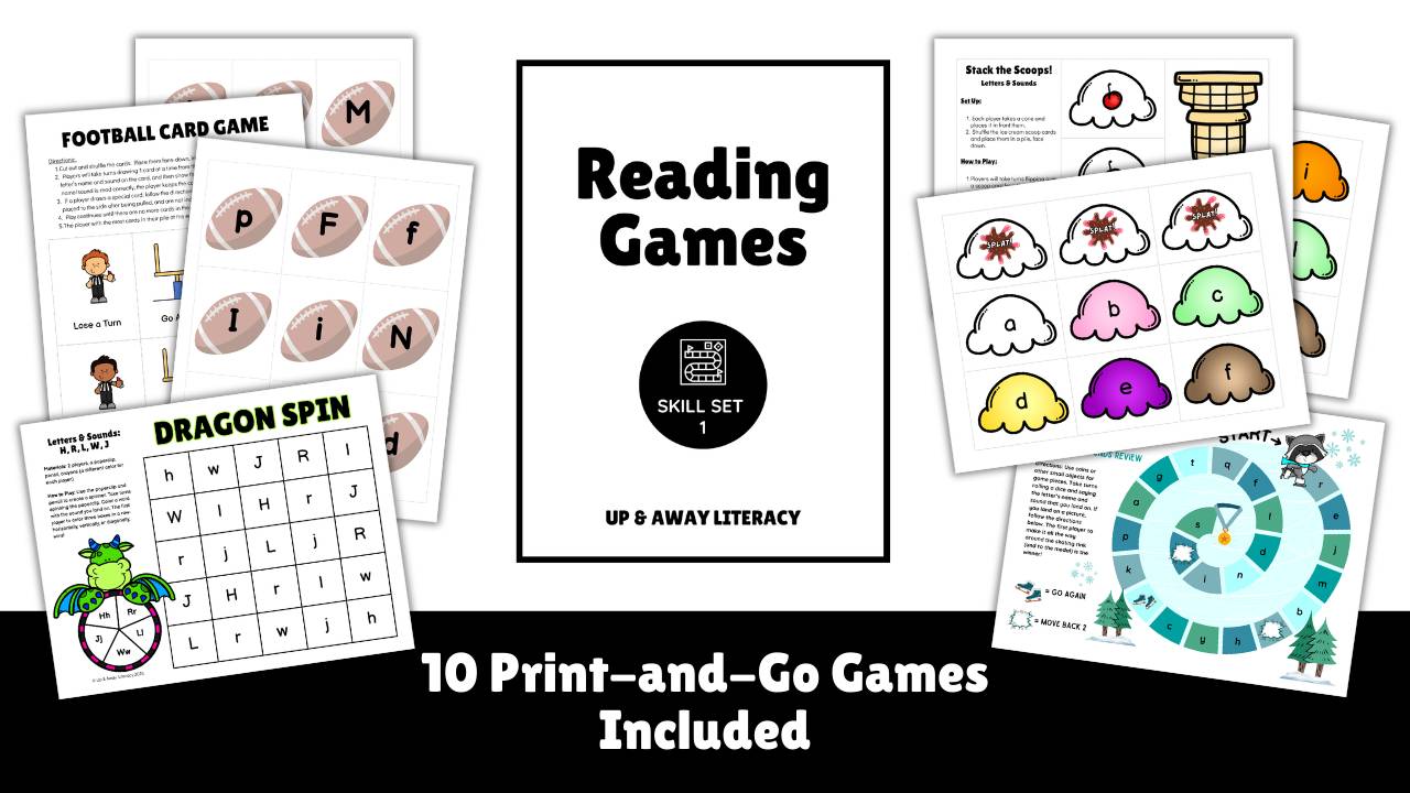 Print-and-Go Games: Skill Set 1 | Up & Away Literacy