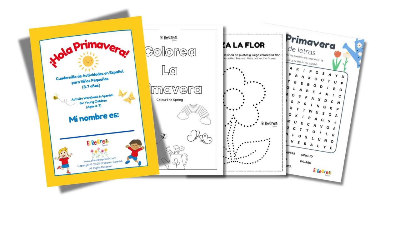 Spanish Spring Activity Book for Kids (Ages 3–7)