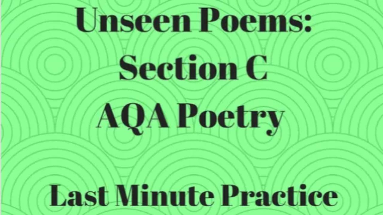 A* Unseen Poems Model Answers: GCSE Revision Pack