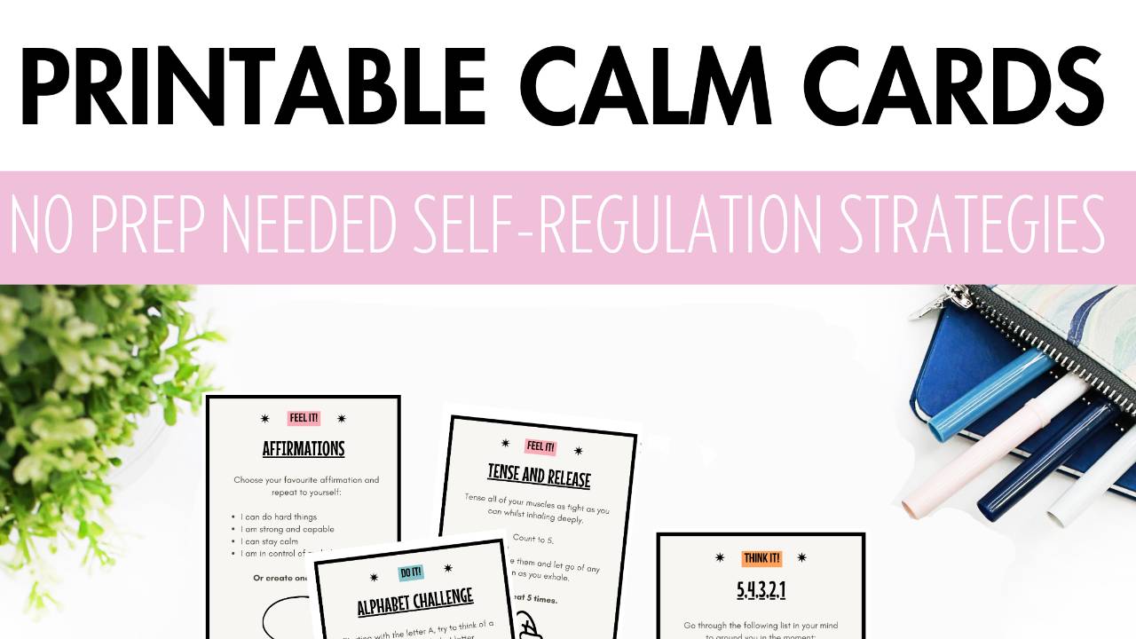 Emotional Self-Regulation Task Cards: 23 Printable Calm Corner Cards