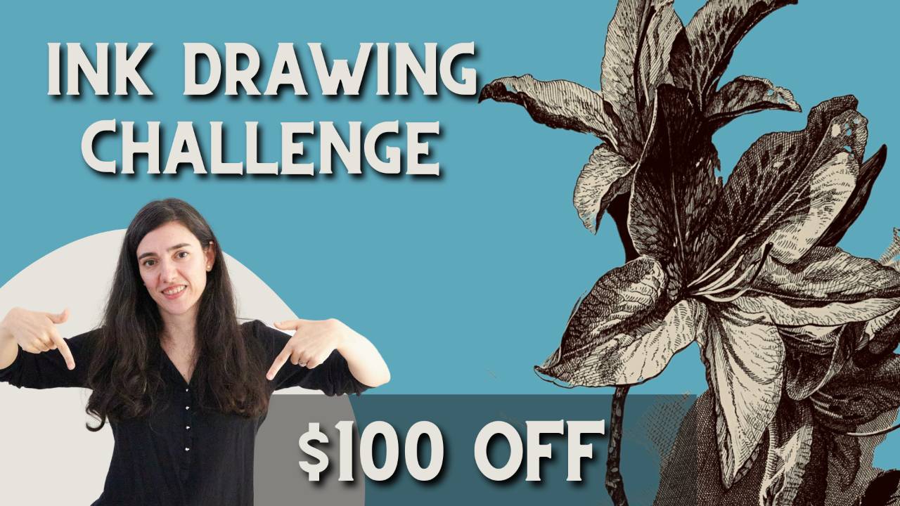 Drawing flowers: Ink on paper by Ioana Pioaru