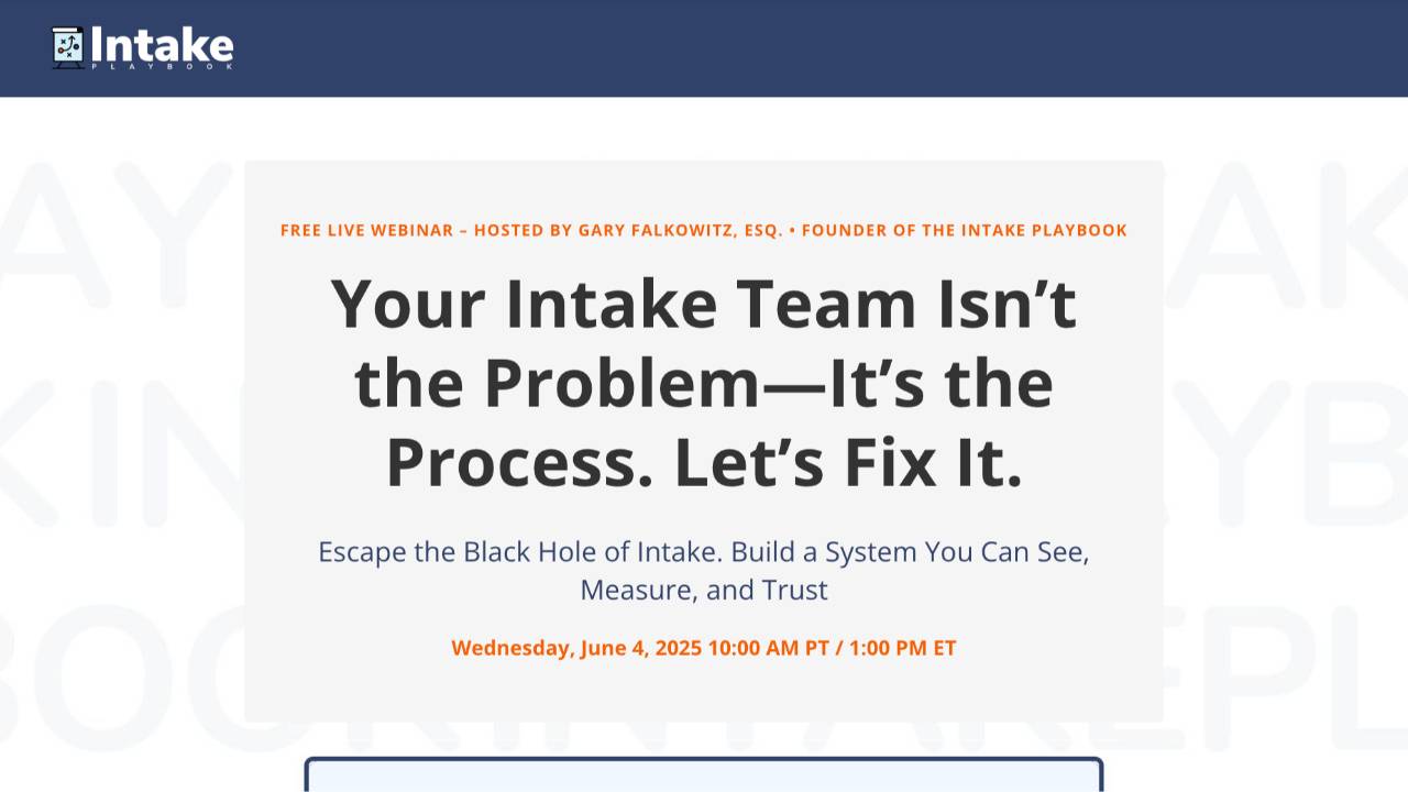 Think Your Intake’s “Good Enough”? That’s Exactly the Problem.