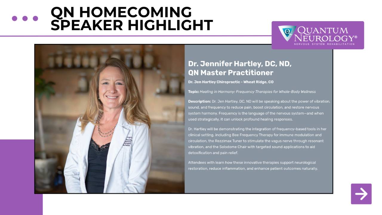 Dr. Jennifer Hartley, DC, ND, QNMP: QN Homecoming Speaker Highlight