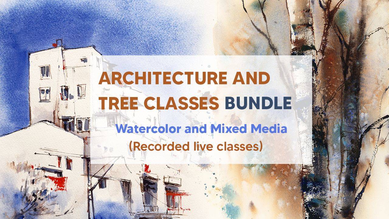 Bundle Recording Architecture & Trees Watercolor and Mixed Media Class