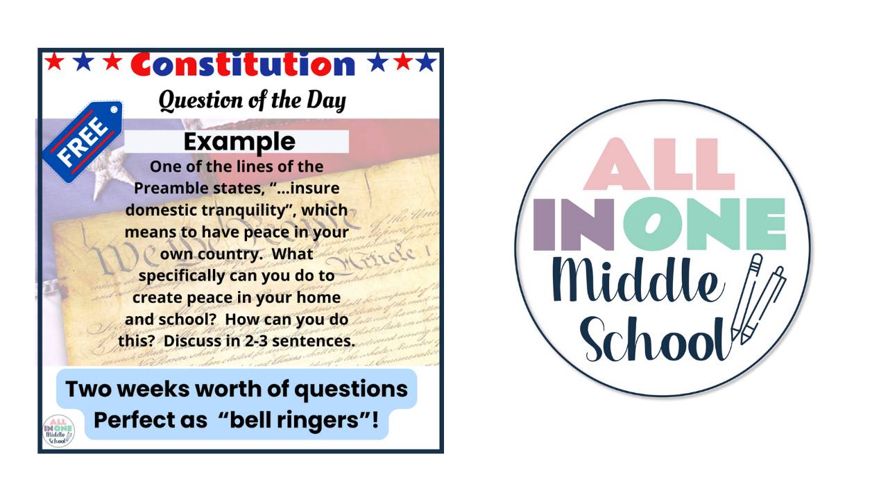 FREE Teacher Resource: Constitution Bell Ringers Activities