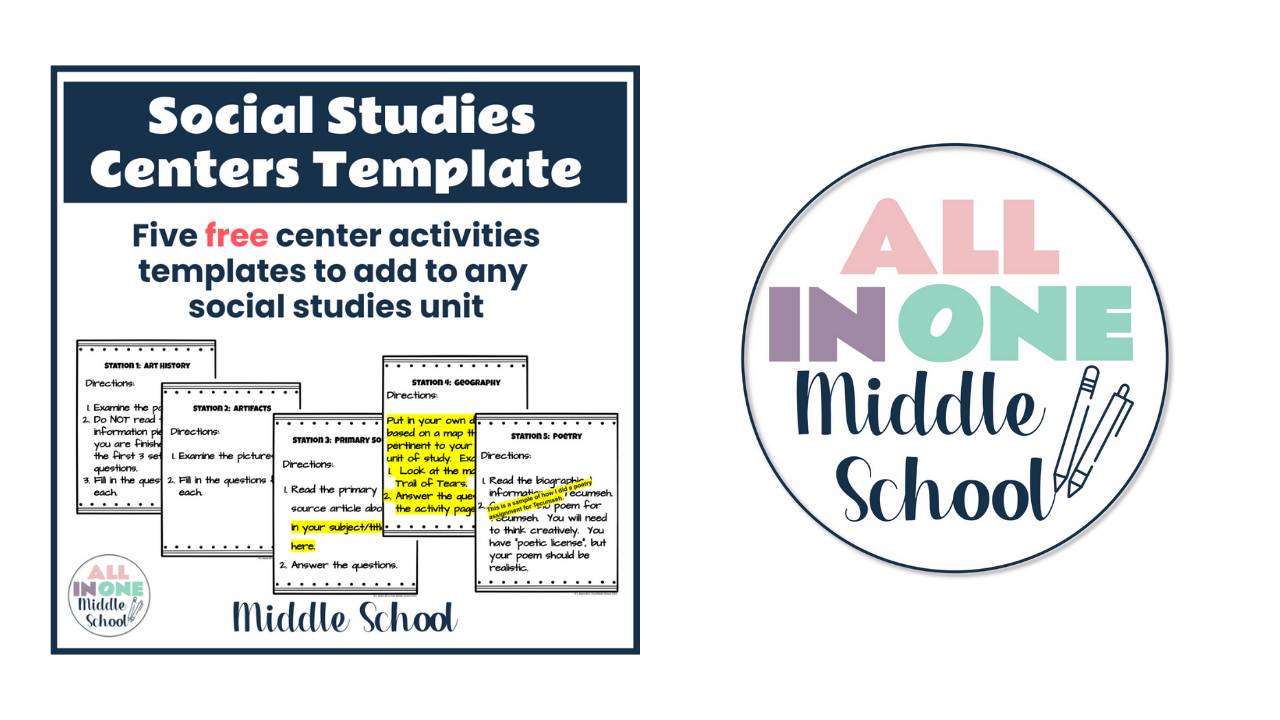 FREE Teacher Resource: Social Studies Activity Centers Template