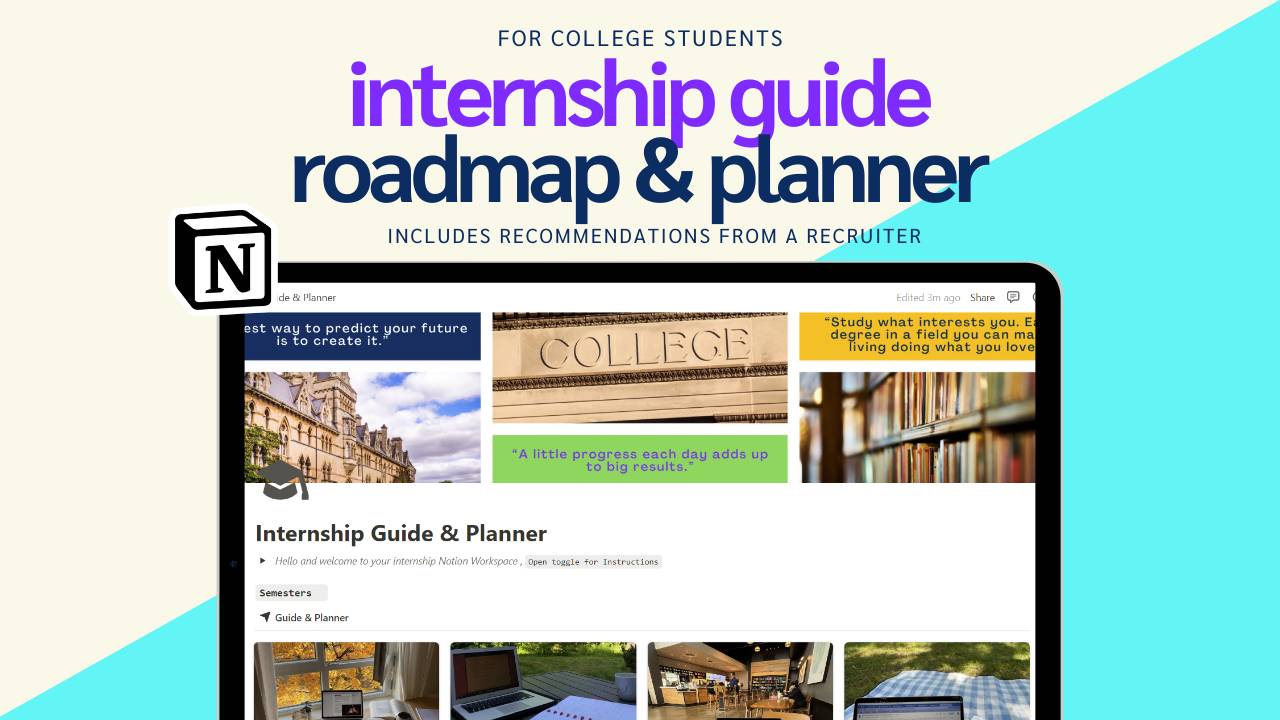 Preview: Internship Guide & Planner for College Students (Notion)
