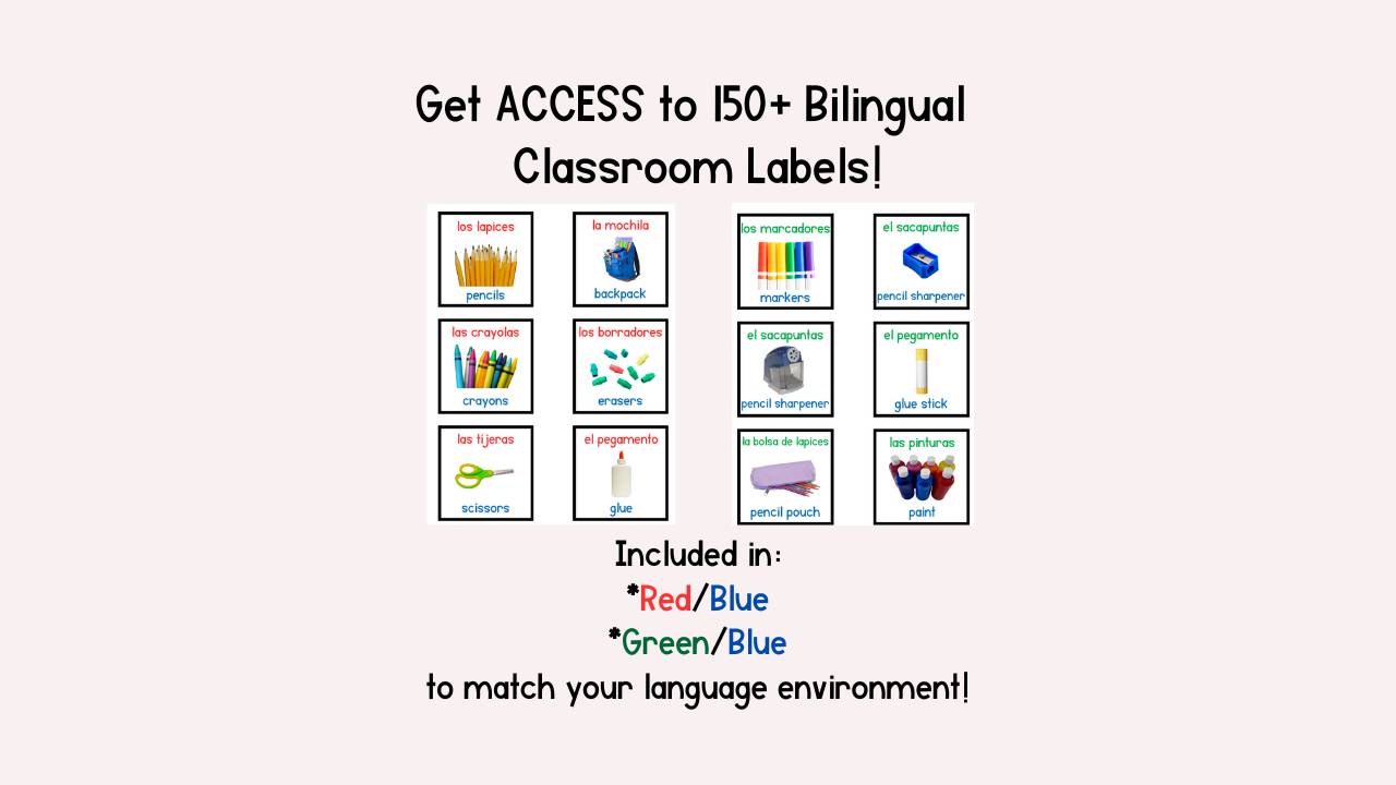 Biliteracy Builders | 150+ Bilingual Classroom Labels FREEBIE