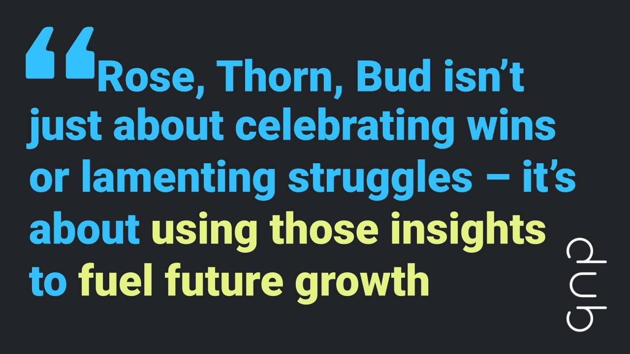 Rose Thorn Bud Team Retrospective Template for Meetings | Dub Dub Data