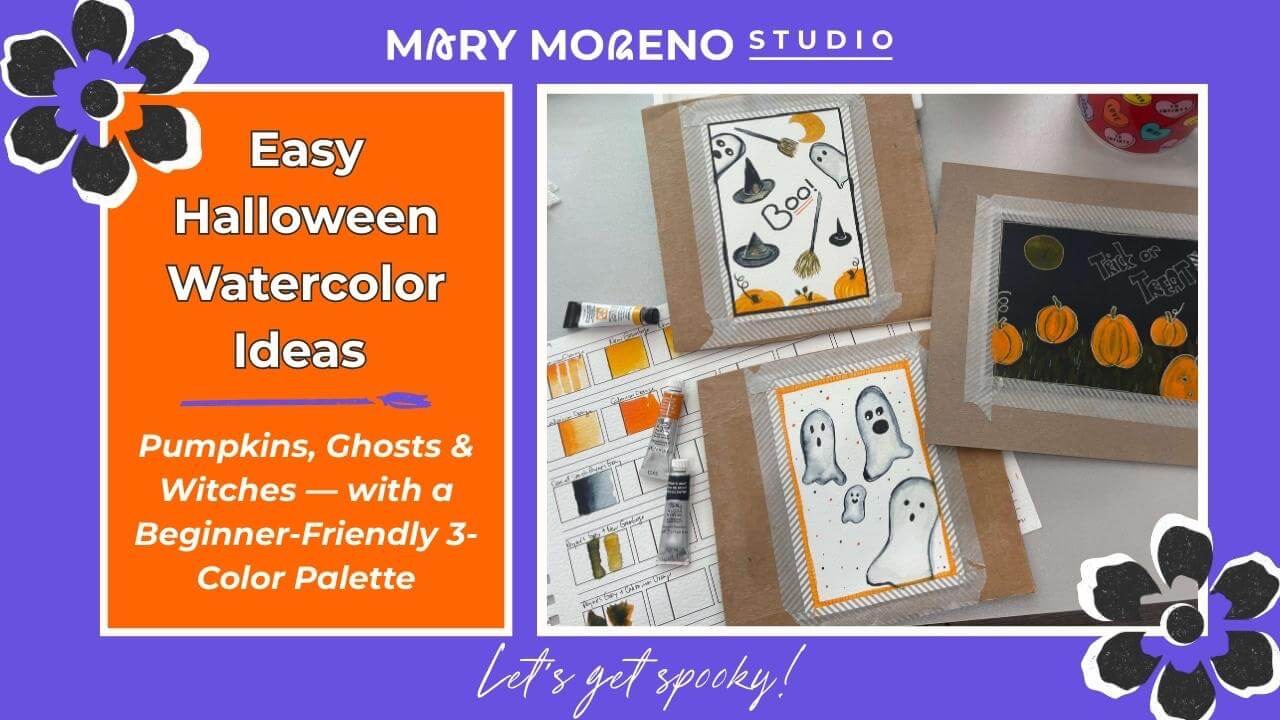 Easy Halloween Watercolor Ideas | Pumpkins, Ghosts & Witches