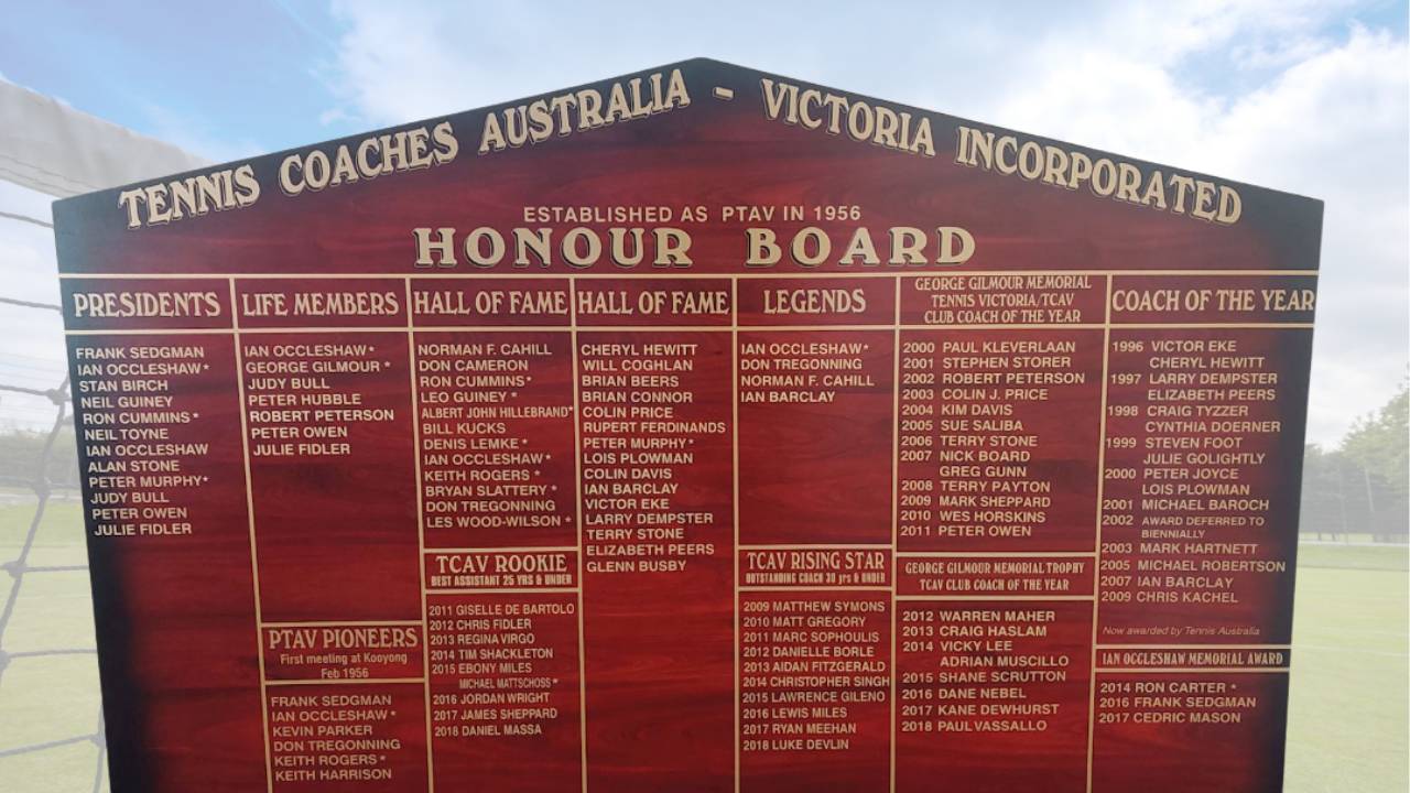TCA Honour Roll | Recognising Outstanding Contributions to Tennis