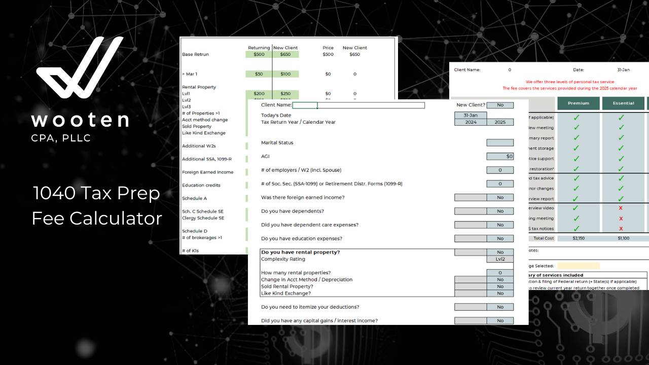 1040 Tax Prep Price Calculator