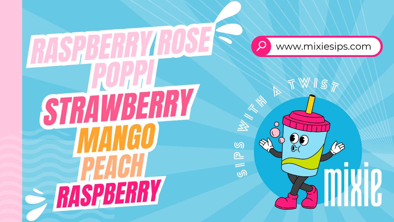 Raspberry Rose Poppi - Strawberry, Mango, Peach, Raspberry