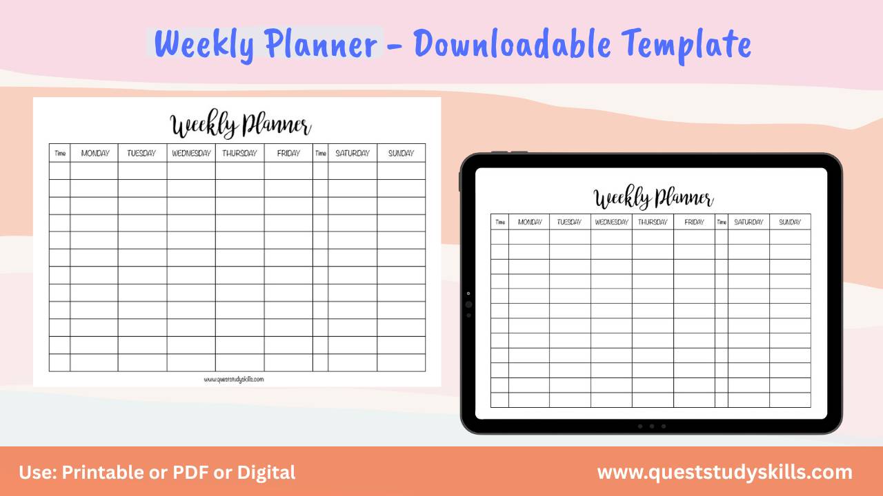 Weekly Planner Template in Brush Lettering