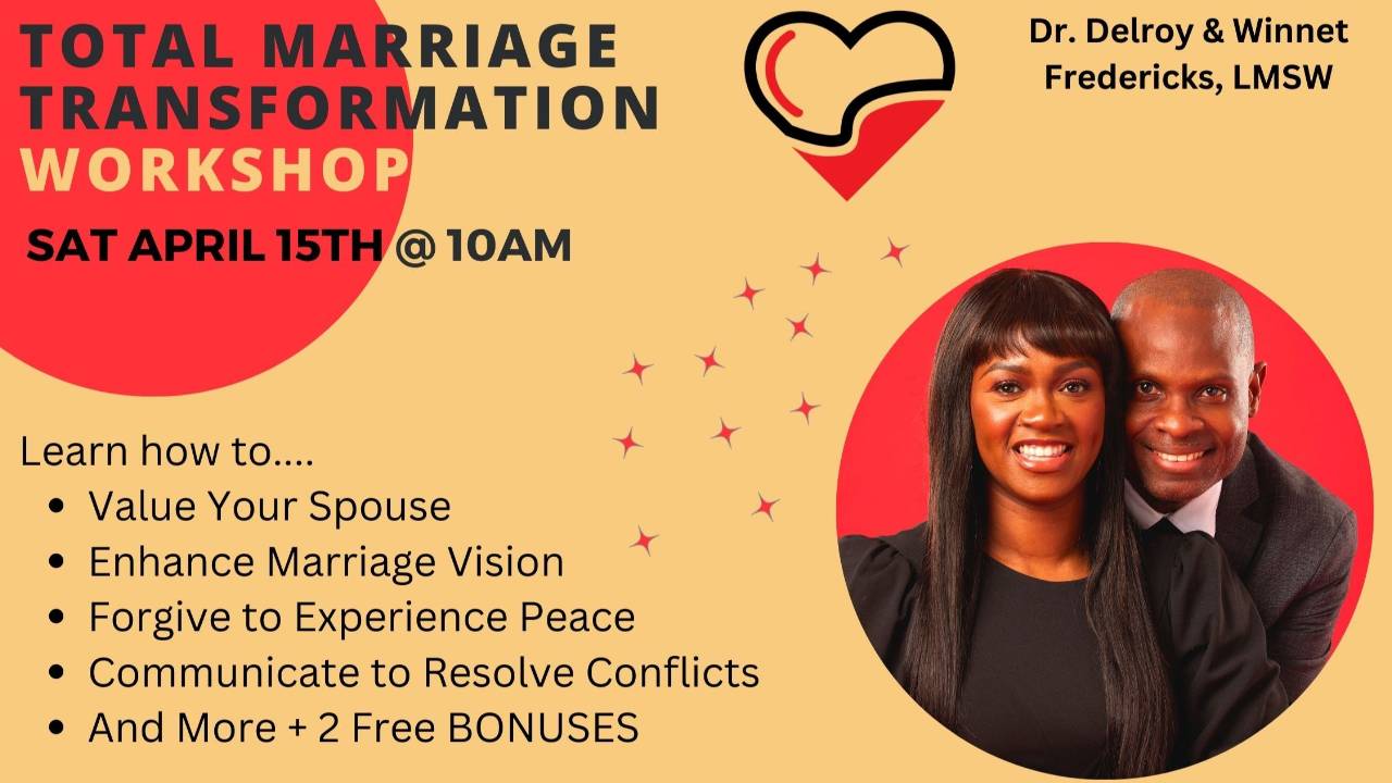Total Marriage Transformation Workshop. LIVE In-Person. Limited Seats