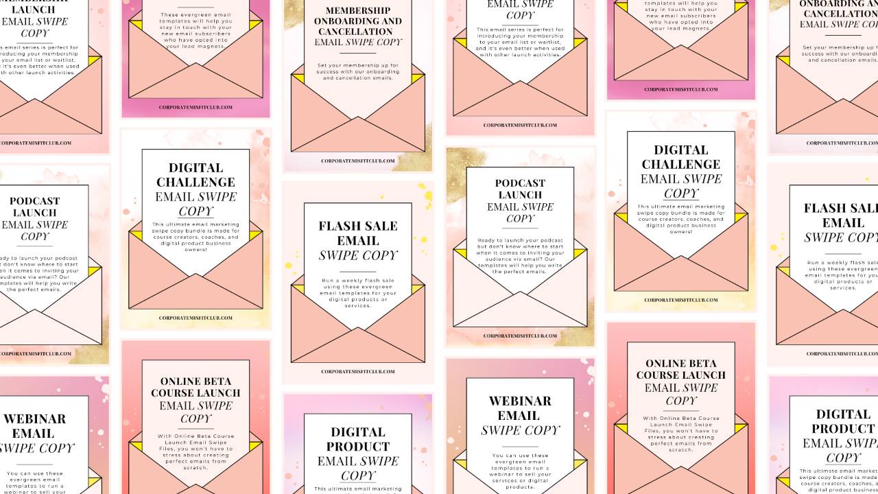 Email Swipe Copy 70 Fill-In-The-Blank Scripts | Corporate Misfit Club
