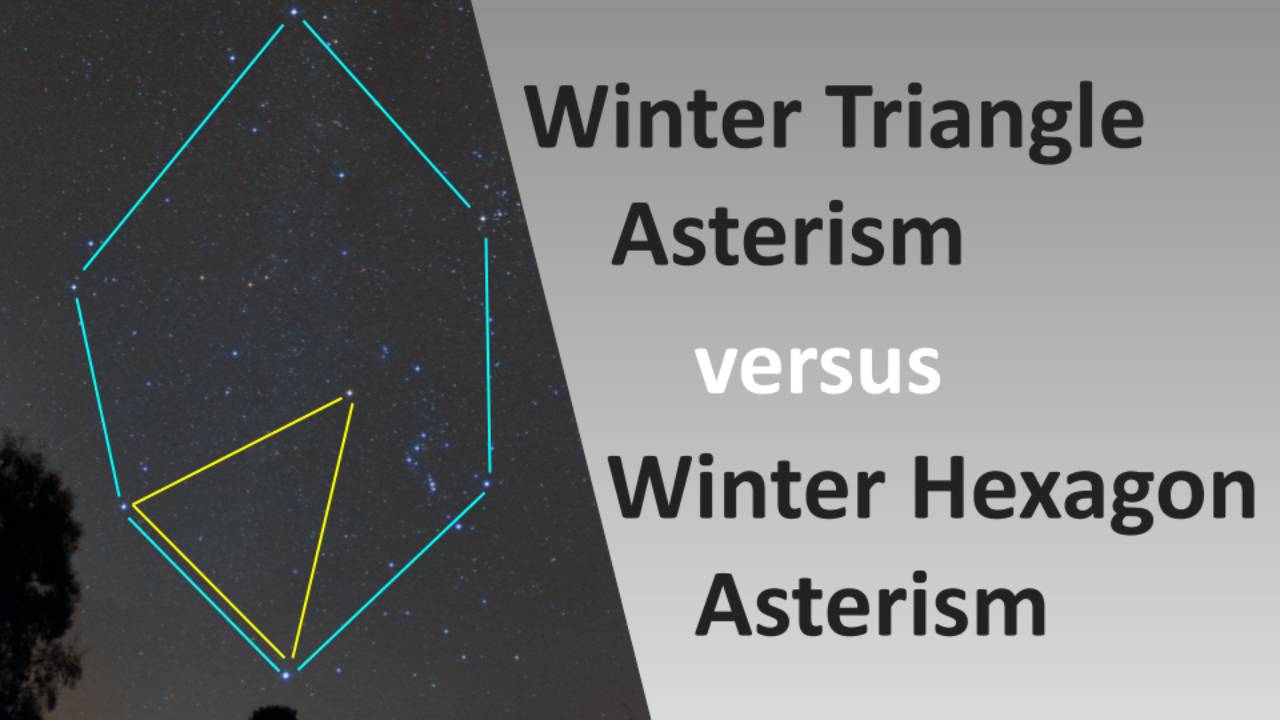 Winter Triangle versus Winter Hexagon Asterisms