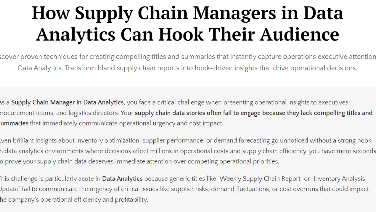 Data Analytics Supply Chain: Hook Your Audience with Data