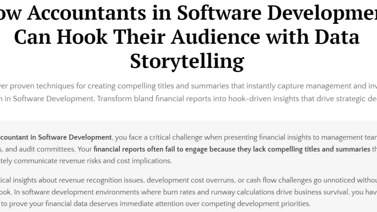 Software Dev Accountant Data Storytelling Hooks Guide