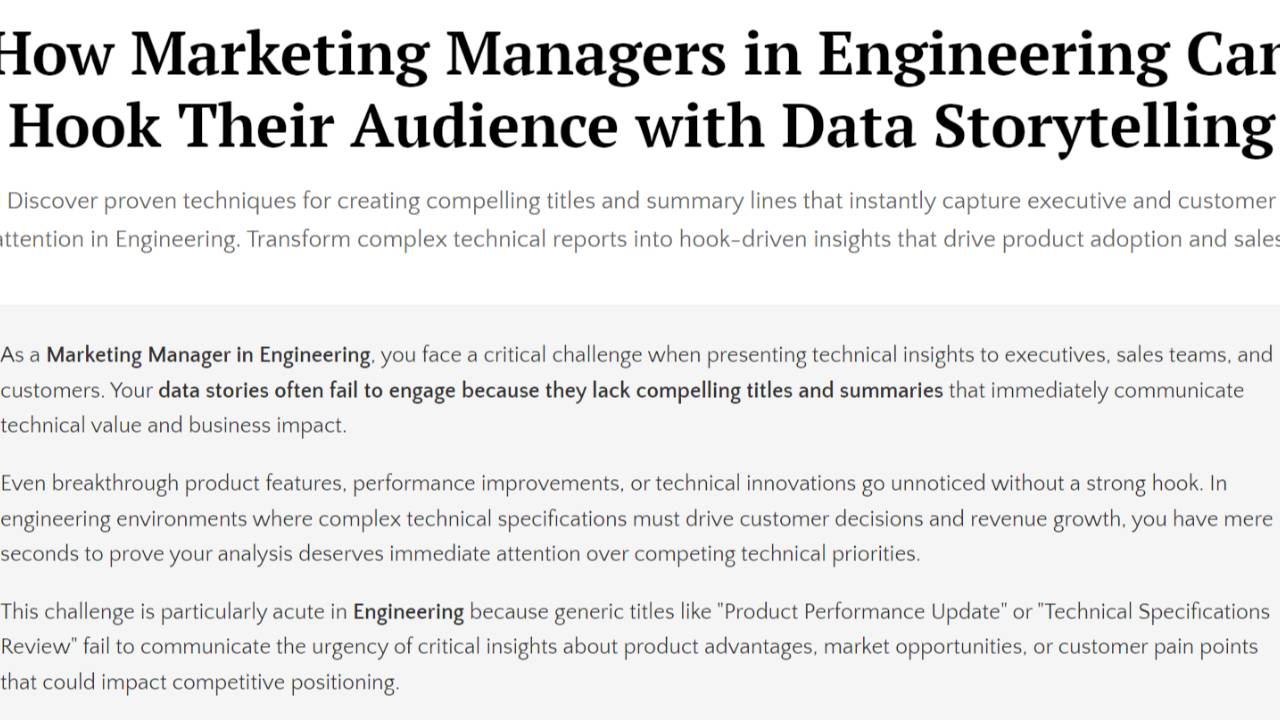 Engineering | HR Manager | Data Story Hooks