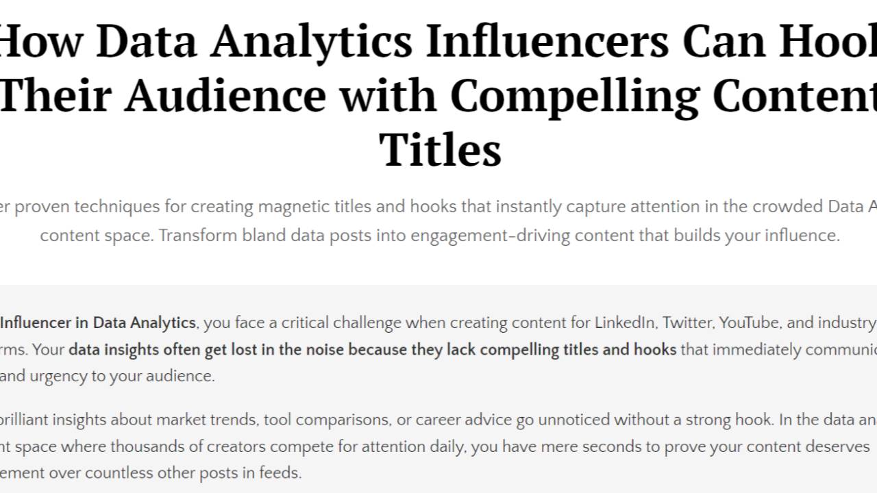 Data Analytics Influencer: Hook Your Audience Fast