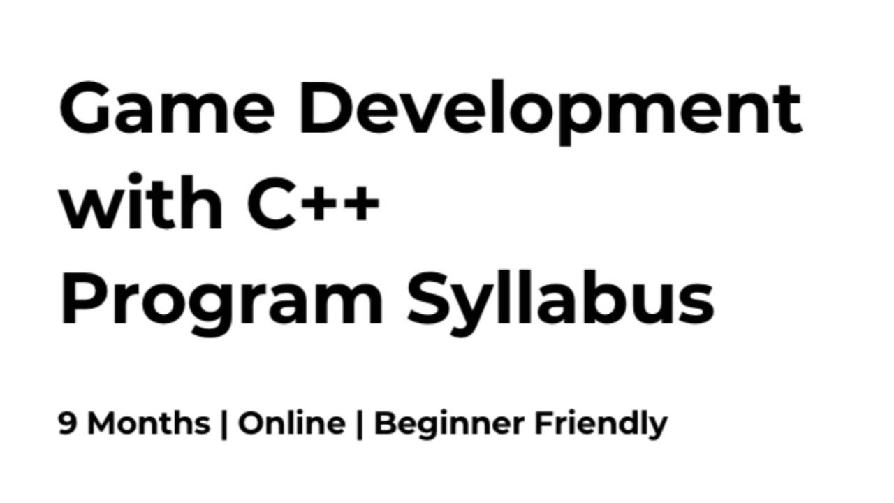 Game Development Program Syllabus