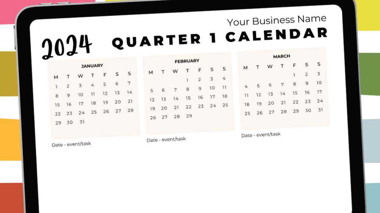 CEO Teacher® Quarterly Calendar Template