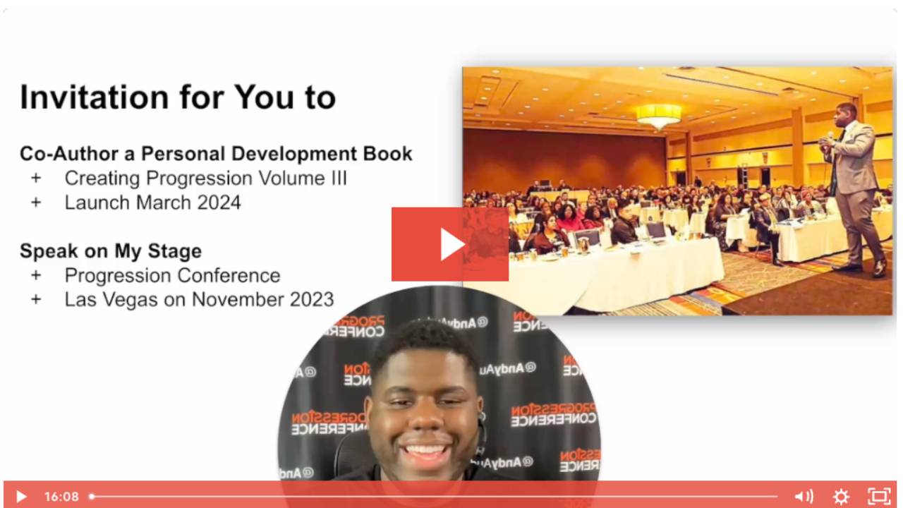 Invite to Speak @ Progression Conference & Write Book with Andy Audate