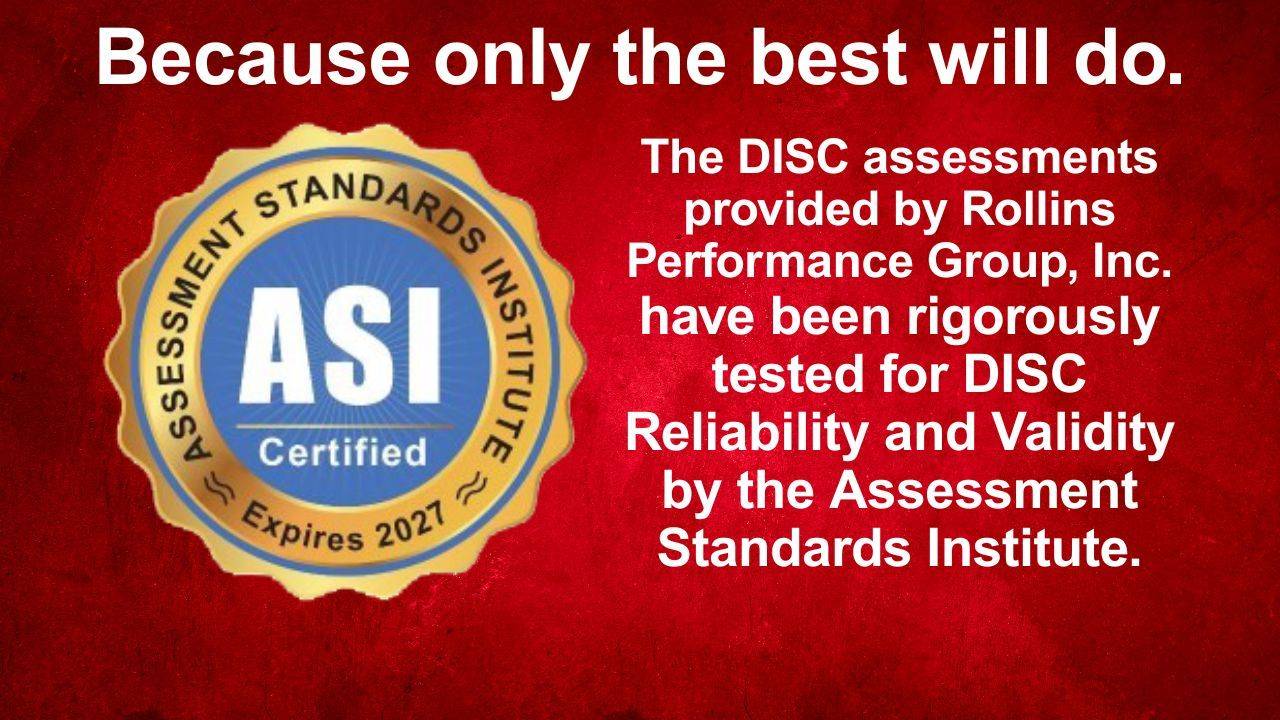 DISC Reliability and Validity Certification by ASI