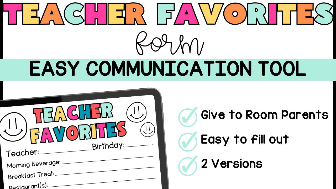 Classroom Favorites Form