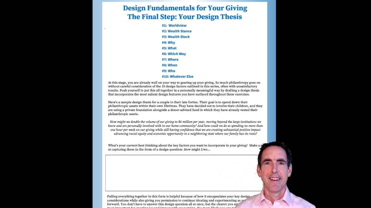 Putting It All Together: Your Design Thesis for Meaningful Giving