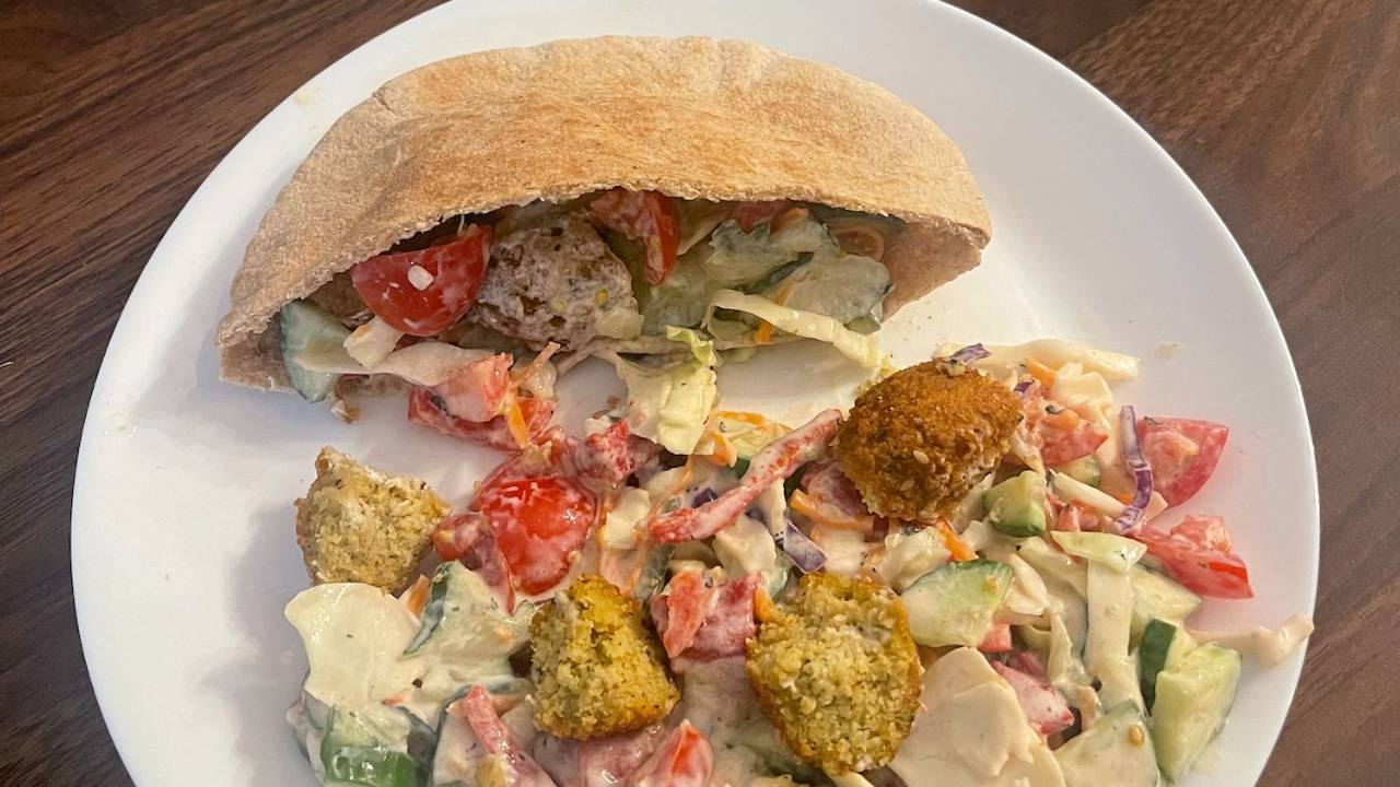 Falafel Sandwich with Side Salad