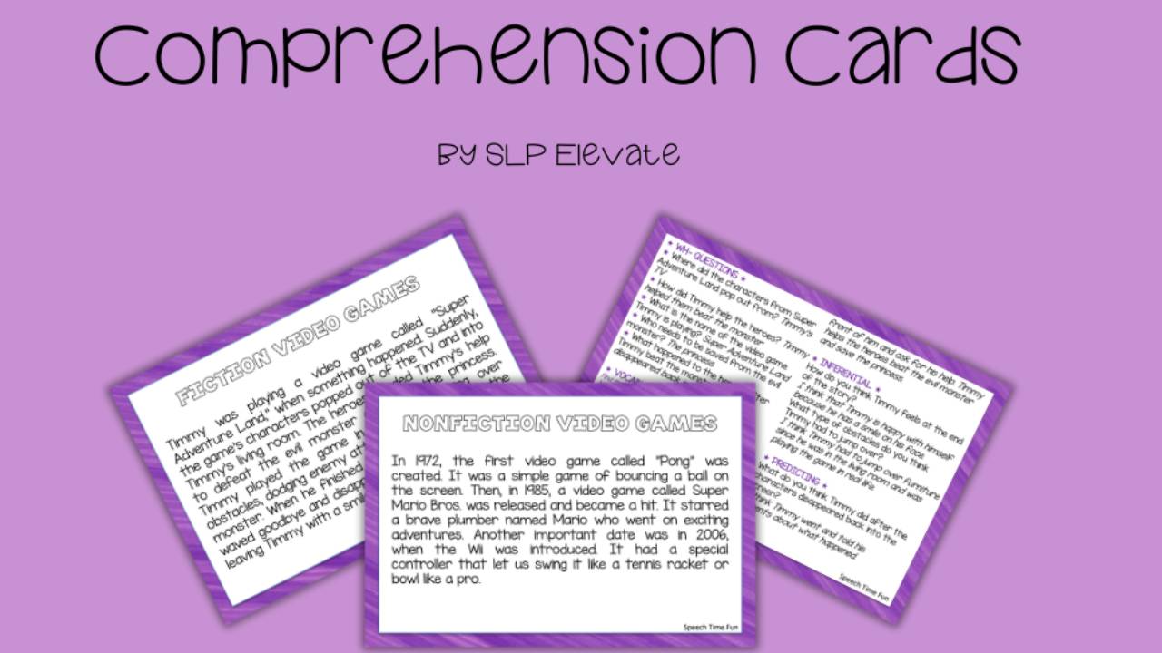 Main sales page for Comprehension Cards by SLP Elevate