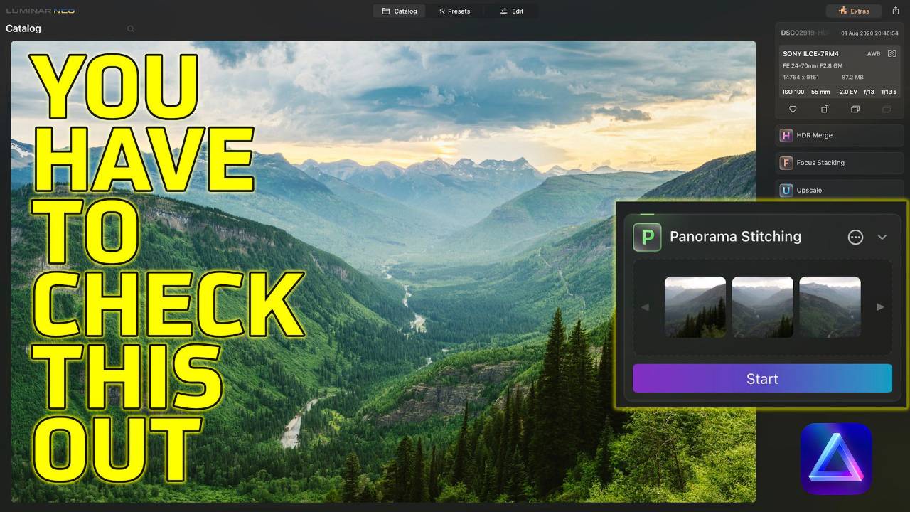 Create panoramic images from photos AND videos with Luminar Neo
