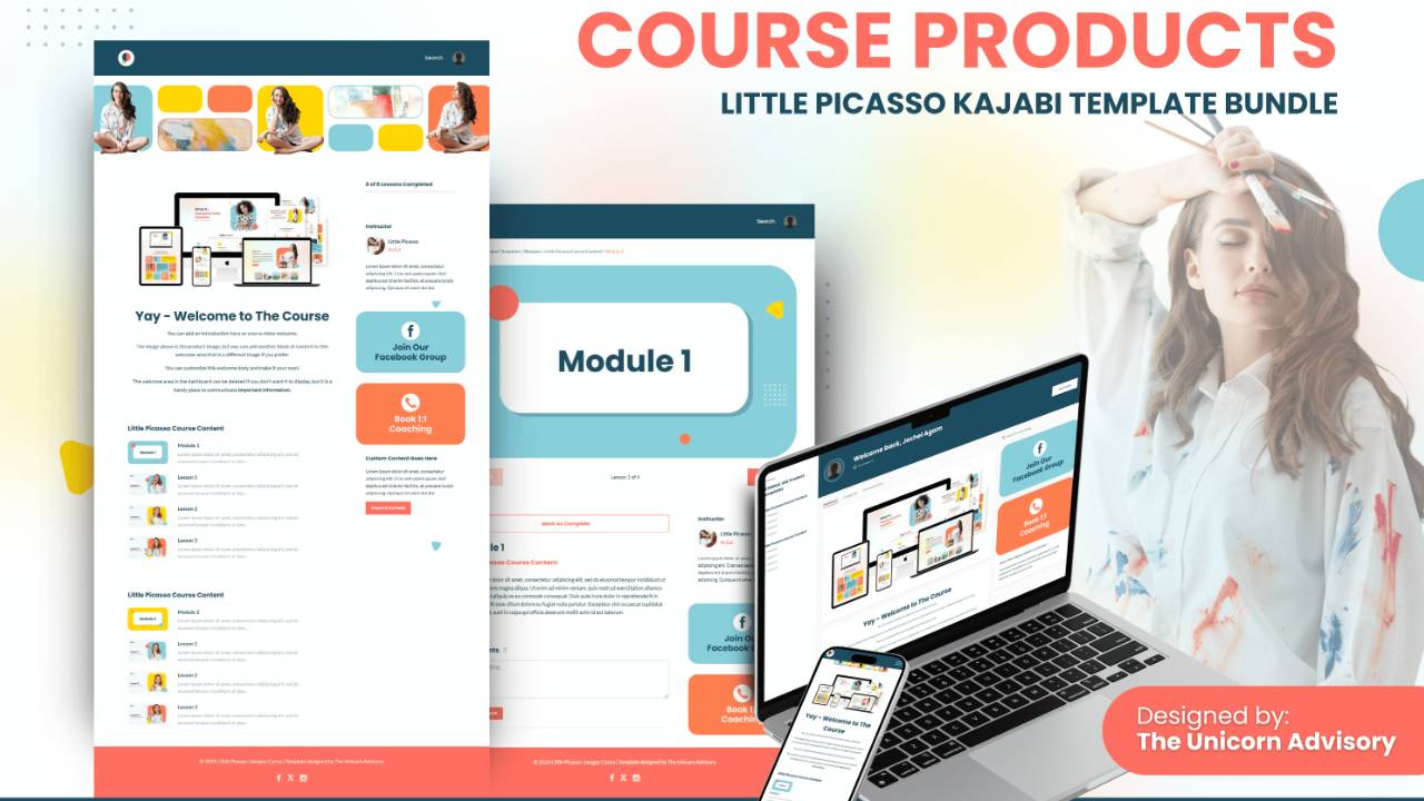 Kajabi Course Template Theme | Little Picasso Course Design Demo