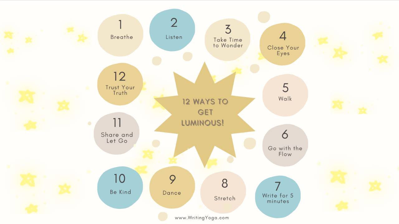 12 Ways to Get Luminous with the Writing Yoga® Method!