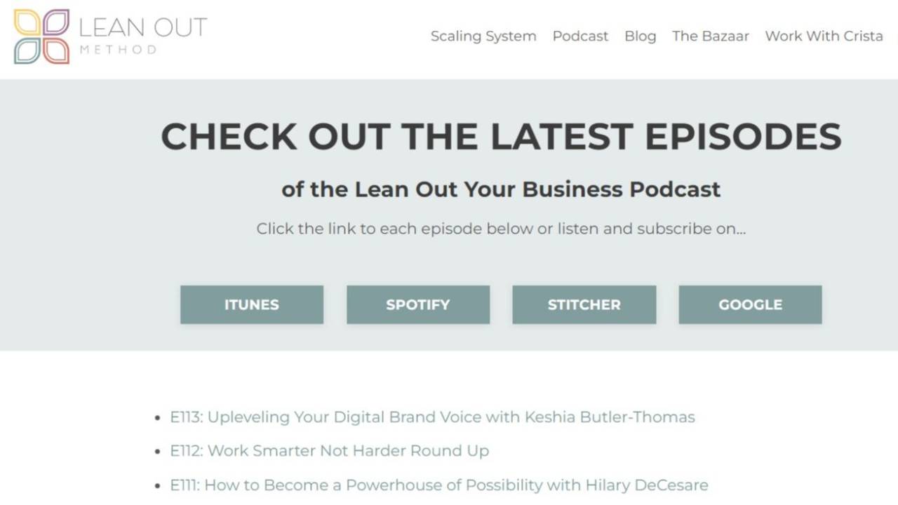 Lean Out Your Business Podcast with Crista Grasso | Lean Out Method